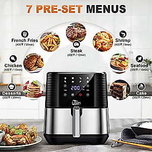 Air Fryer, Uten 5.8QT Oilless Oven, 2023 New Upgrade Air fryers Electric Oilless Cooking with LED Digital Touchscreen, 7 Presets Healthy Low Fat Cooking, Temperature&Time Adjustable, Nonstick Basket