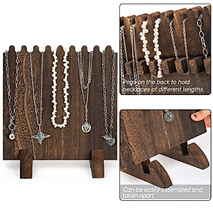 ZOOFOX Set of 2 Wood Necklace Display Stand, Jewelry Easel Display Holder for 16 Necklaces, Jewelry Display Stand for Vendors, Shows
