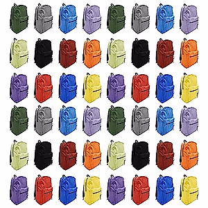 48 Pack Backpack, Bulk 17 inch Outdoor Travel Zippered Bags Bulk Pack for Corporate Events (Assorted Colors)