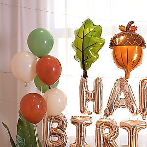 Forest animal Birthday Balloons,Rose Gold Happy Birthday Balloons Banner,Kid's Party Decorations for girls and Boys,Green leaves aluminum film balloons