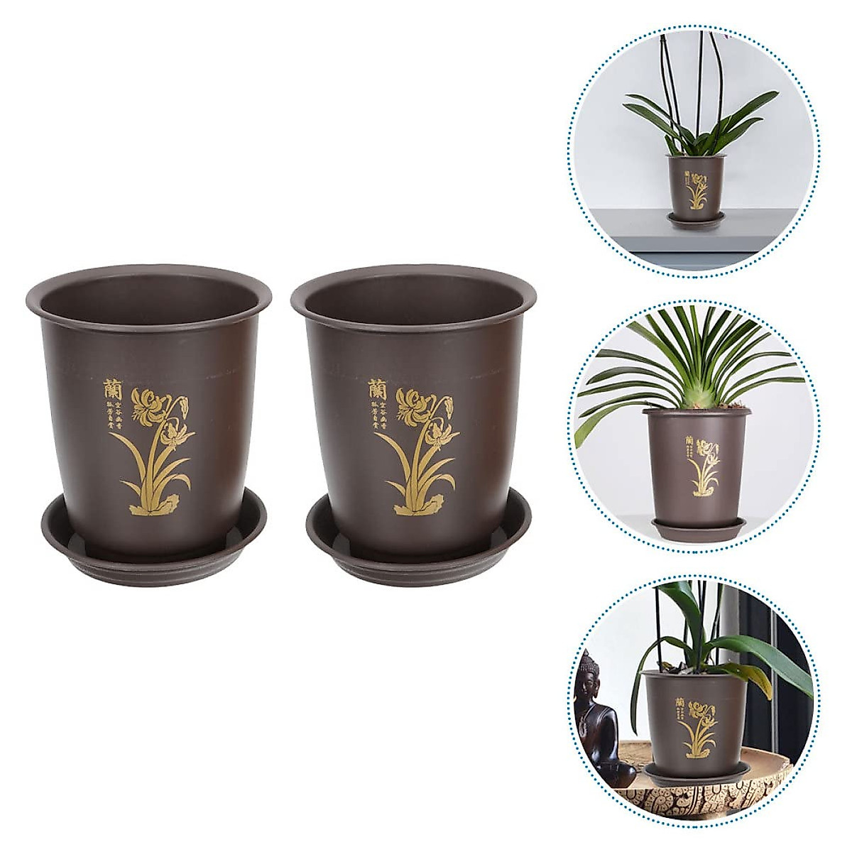 Happyyami 4 Sets Flowerpot Orchid Pot Imitation Porcelain Planter Cactus Pots Indoor Plant Pot Plastic Succulent Pot Pottery Ventilation Orchid Planters Orchids Flower Pots Breathable Bonsai