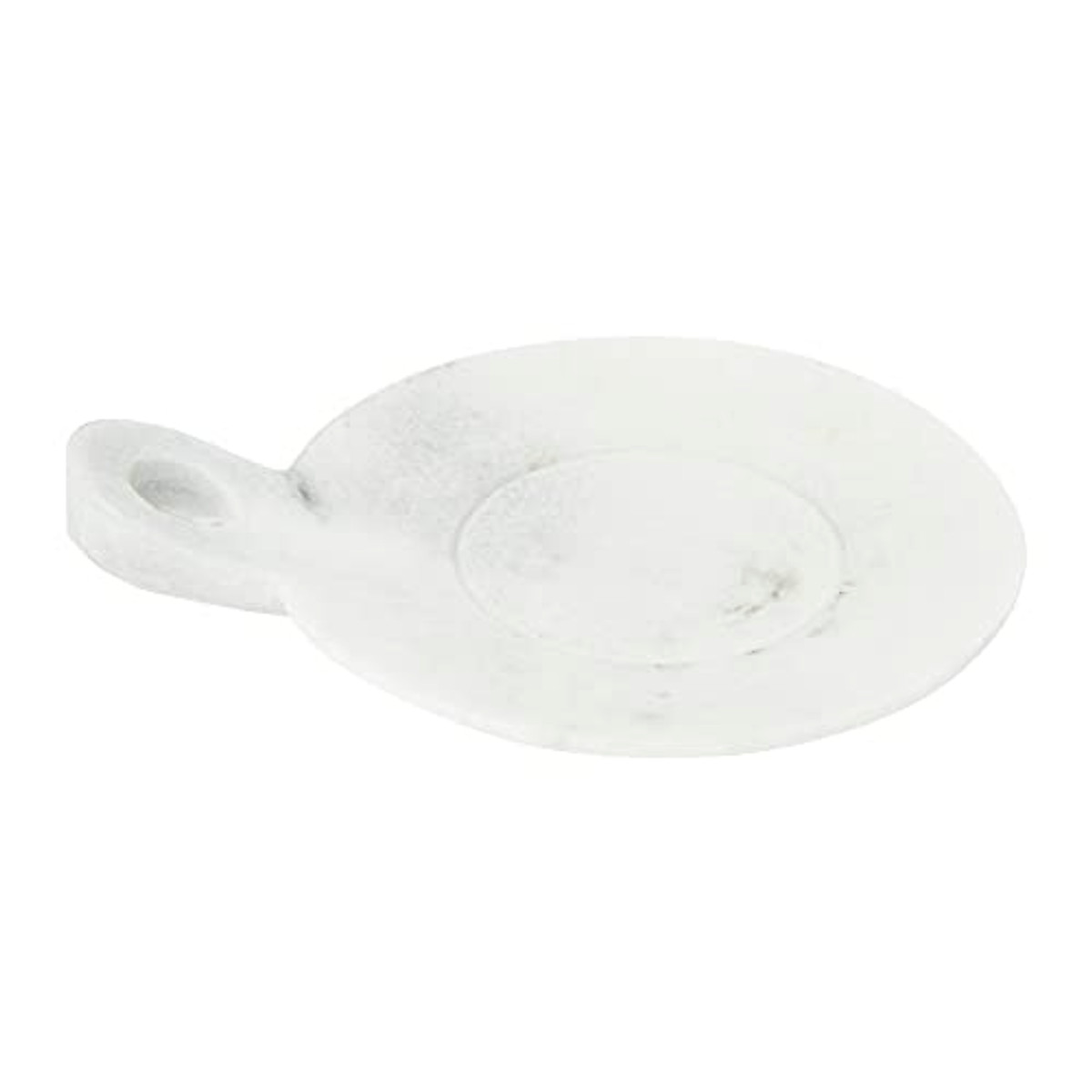 Creative Co-Op Large Marble Handle Dish, 6", White