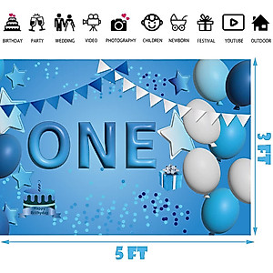 149 Pcs Boys 1st Bday Decorations Blue One Balloons Backdrop Boys One Year Old Birthday Balloons Garlands Arch Kit with Balloons Boxes for Boys First Birthday Baby Shower Party Supplies Decorations