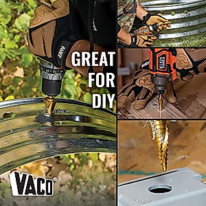 Klein Tools 25962 Step Drill Bit, 3/16 to 7/8-Inch, Spiral Double-Fluted, Cuts Thin Metal, Plastic, Aluminum, Wood, 1/4-Inch Hex Shank, VACO