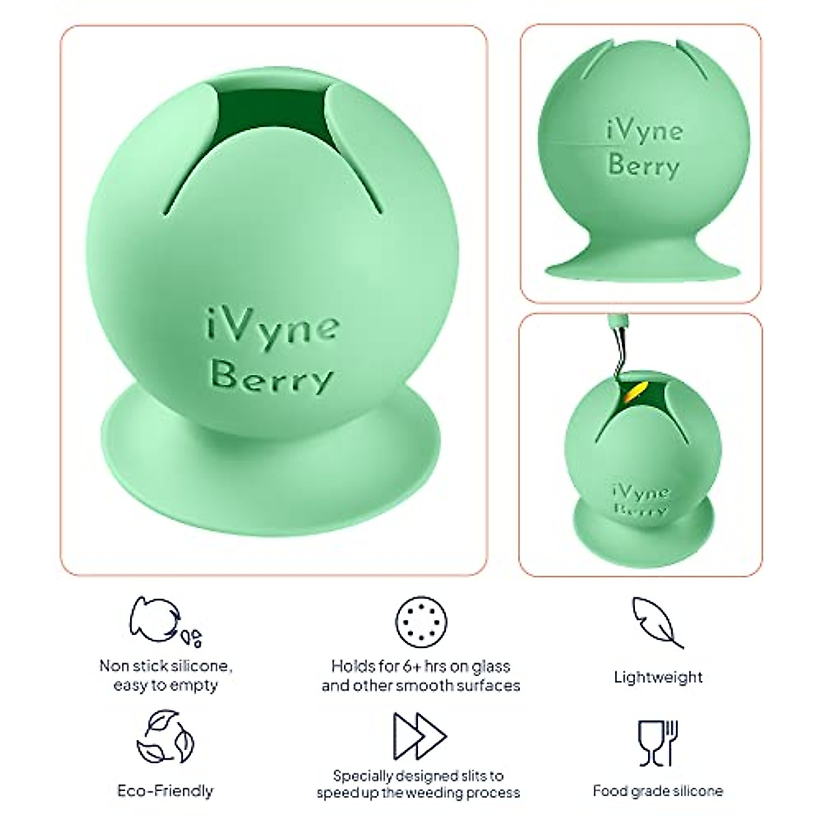 iVyne Berry Suctioned Vinyl Weeding Scrap Collector & Holder for Weeding Tools for Vinyl - Green
