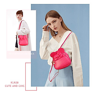 KL928 Girls Mini Backpack Bowknot Polka Dot Cute Small Daypacks Convertible Shoulder Bag Purse for Women