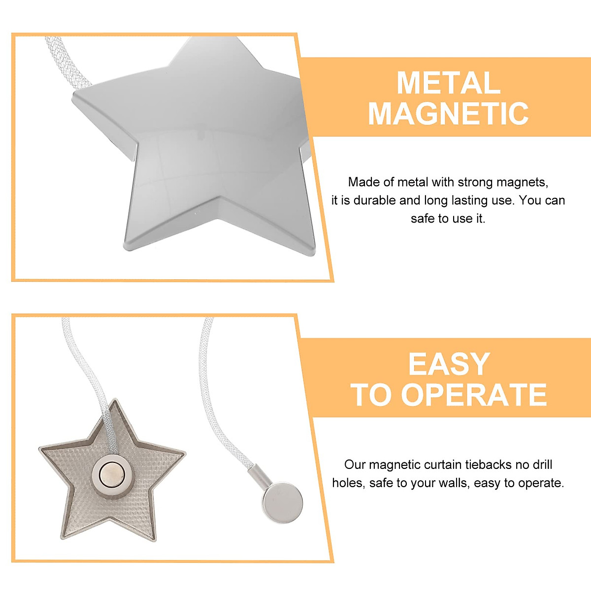DOITOOL Holder Decorative Tiebacks Holdback Drape Magnetic Buckle for Bedroom Modern Clips Tieback Ties Accessories Holdbacks Home Window Rope Holdback, Weave Curtains Star Backs Tie