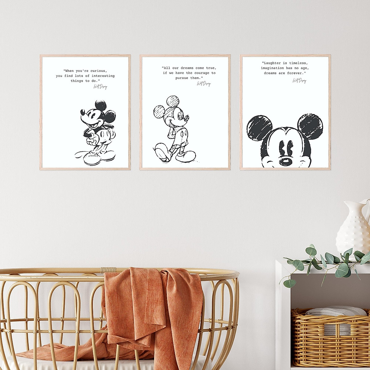 BigWig Prints Mickey Mouse Wall Decor - Mickey Mouse Wall Art Quotes, Nursery Decor Pictures, Motivational Inspirational Room Decoration Posters, Bathroom Art Classroom - Unframed 3 Pack (8x10)