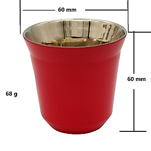 Abcsea 1 Piece Stainless Steel Coffee Cup, Stainless Steel Espresso Cups, Double Wall Thermally Insulated Capsule Coffee Cup, Red 80 ml