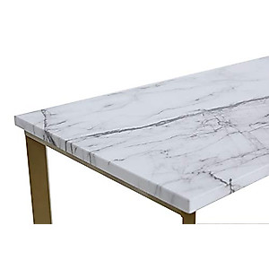 roomfitters Marble Print Top Writing Desks/Workstation for Home Office, Gold Legs, 55.1" W
