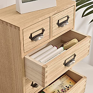 KIRIGEN Wooden Storage Cabinet Organizer Desktop Storage Drawers for Home Office Supplies Natural(4D6CG-NA)