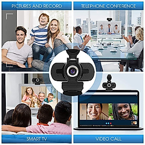 Necesa Webcam HD 1080P, Webcam with Microphone and Privacy Cover, Streaming Computer or Desktop Laptop USB Web Camera with 110 Big Black