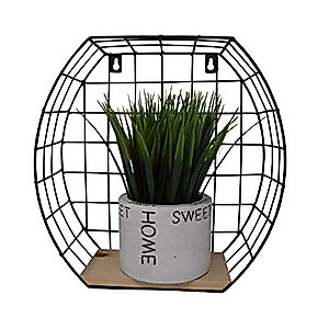 THE NIFTY NOOK I Set of 2 I Farmhouse Metal and Wood I Wall Shelves I Home and Kitchen Storage (Black Curves)