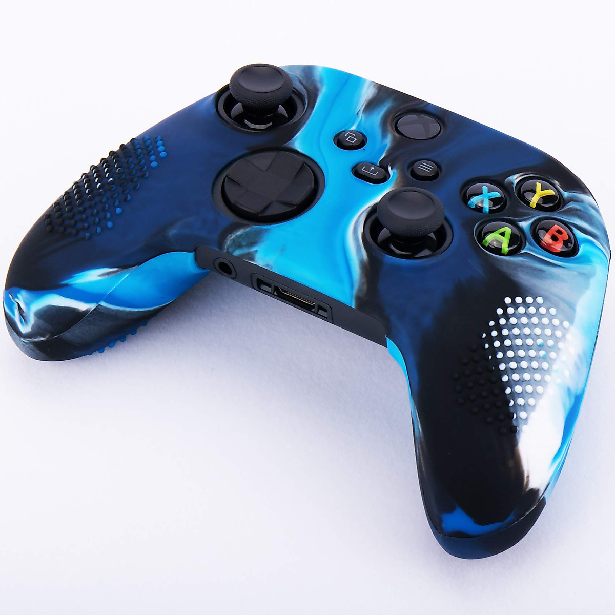 YoRHa Silicone Cover Skin Case for Xbox Series X/S Controller x 1(Camouflage Blue) with Thumb Grips x 10