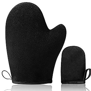 Self-Tanning Tan Gloves-Tanning Mitt applicator with Thumb and Face Gloves, Washable and Reusable Sun-Free Tanning Gloves Tool Set for Mousse, 2 Pieces Self Tanning Mitt Fake Tanning Gloves