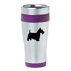 16oz Insulated Stainless Steel Travel Mug Coffee Mug Tumbler Scottie Scottish Terrier (Purple)