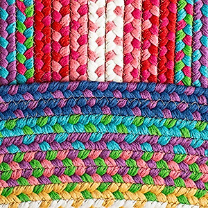 SAFAVIEH Braided Collection 3' x 5' Oval Multi BRD316A Handmade Boho Reversible Area Rug