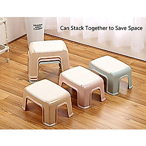 Plastic Stools Step Stool PP Plastic Seat Stools for Home, Office, Living Room Multifunctional Step Stool with Anti-Slip Pad Strong Bearing for Adults, Light Blue