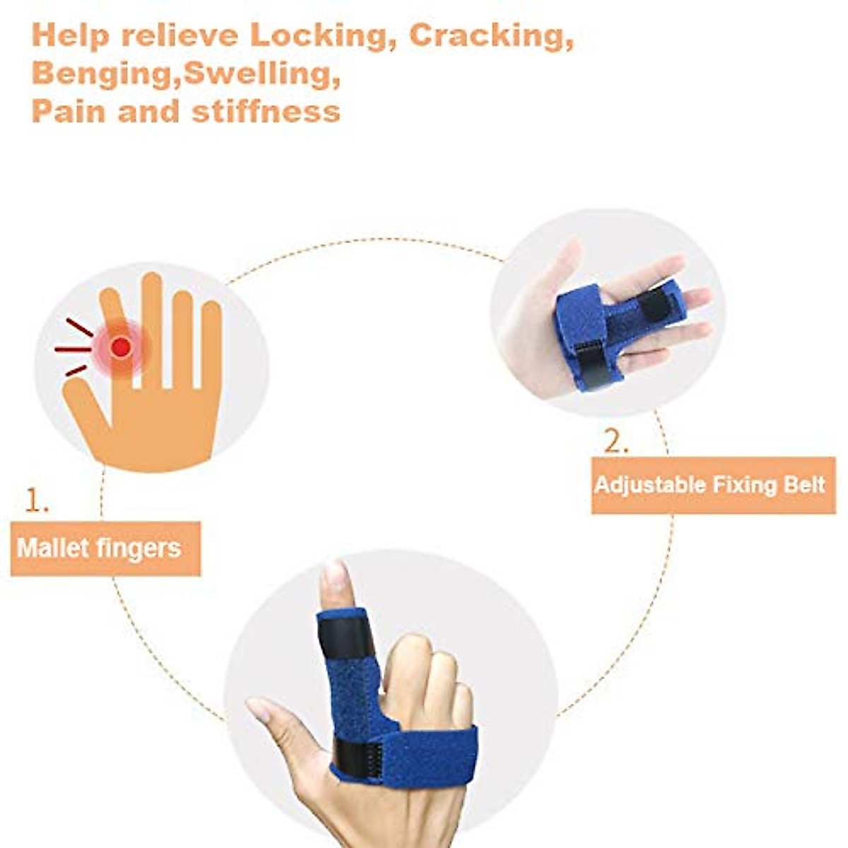 Mcvcoyh Trigger Finger Splint, Finger Knuckle Support Brace, Adjustable Brace for Straightening Curved, Bent, Locked and Mallet Finger Thumb,Ring,Index(Right)