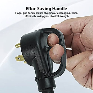 30 Amp RV Generator Transfer Switch Adapter Cord with Grip Handle, NEMA TT-30P to L14-30R Adapter Cord, 125/250V 3 Prong to 4 Prong Generator Plug Adapter, Generator to House Inlet Box, STW 10 AWG