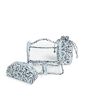 Vera Bradley Women's 3 Piece Cosmetic Makeup Organizer Bag Set, Perennials Gray, One Size