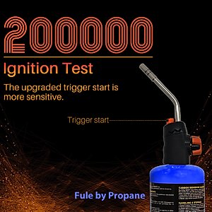 Propane Torch Head, Trigger Start Propane Gas Torch Kit with Self Ignition & Adjustable Knob, Pencil Flame Welding Torch Fuel by Propane Gas（CSA Certified)