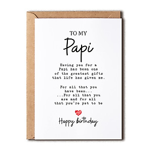 To My Papi - Papi Birthday Card - Papi Is The Greatest Gifts In My Life - Birthday Card For Papi - Gift For Papi Card- Christmas Gifts For Papi