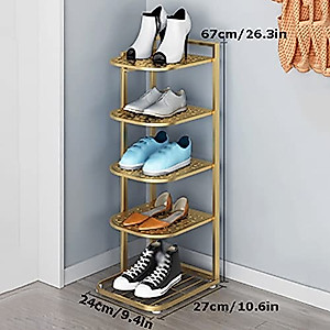 WMYDNX Shoe Rack Shoe Rack 5 Tiers Vertical Shoe Shelf Durable Iron Shoe Tower Entryway Balcony Flower Stand Bathroom Shoe Stand 9.4in Durable (Color : Black)