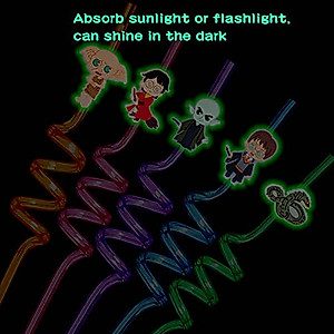 Jomoxosae Harry Theme Party Supplies Reusable Drinking Straws 10 Designs for Birthday Party Favors Supplies (20pcs), One Size