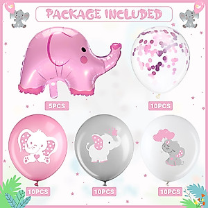 45 Pieces Elephant Balloon 12 Inch Baby Shower Elephant Balloon for Baby Boy Girl Gender Reveal Elephant Animal Themed Birthday Party Supplies Indoor Outdoor Decor (Adorable Style)