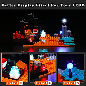 Xunsan LED Light Kit for Lego Minecraft The Nether Bastion 21185 Building Blocks, Lighting Kit Designed for Lego 21185 Set, Standard Version - NOT Included Lego Model
