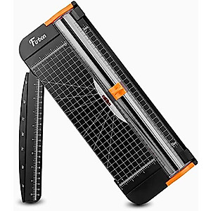 Firbon A4 Paper Cutter Bundle with 5Pcs Replacement Blades, 12 Inch Titanium Paper Trimmer Scrapbooking Tool with Side Ruler for Craft, Coupon, Label, Cardstock