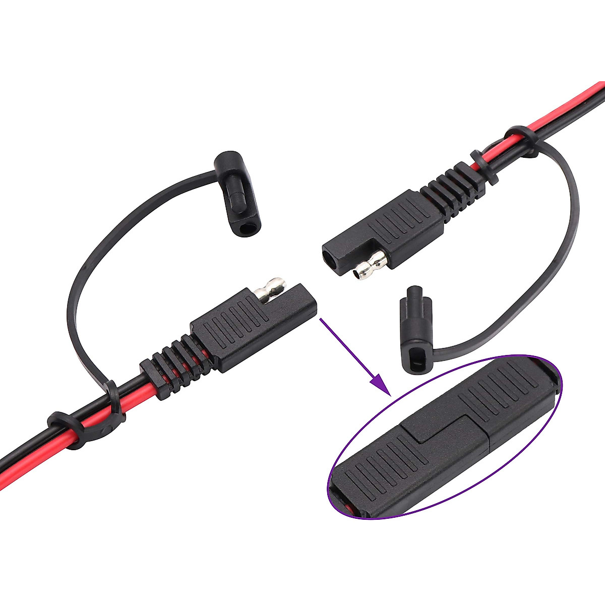 AAOTOKK Cigarette Lighter SAE Cable,16AWG 12V Cigarette Lighter Male Plug to SAE 2 Pin Quick Release Disconnect Connector Plug Adapter Extension Charging Cable with Fuse and Switch(2.4m/7.8ft-M)