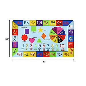 Moespace Educational ABC Kids Rug for Playroom,3x5 ft Numbers and Graphics Learning Area Rug Washable Children Play Carpet Non-Slip Baby Nursery Rug for Bedroom Classroom