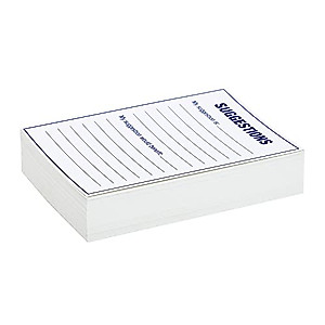 Best Paper Greetings 100-Sheet Bulk Suggestion Box Cards, 4 x 6 Blank Refill Forms for Customer Feedback, Comment, Benefits, Improvement for Small Businesses Supplies, Restaurants, Church, School