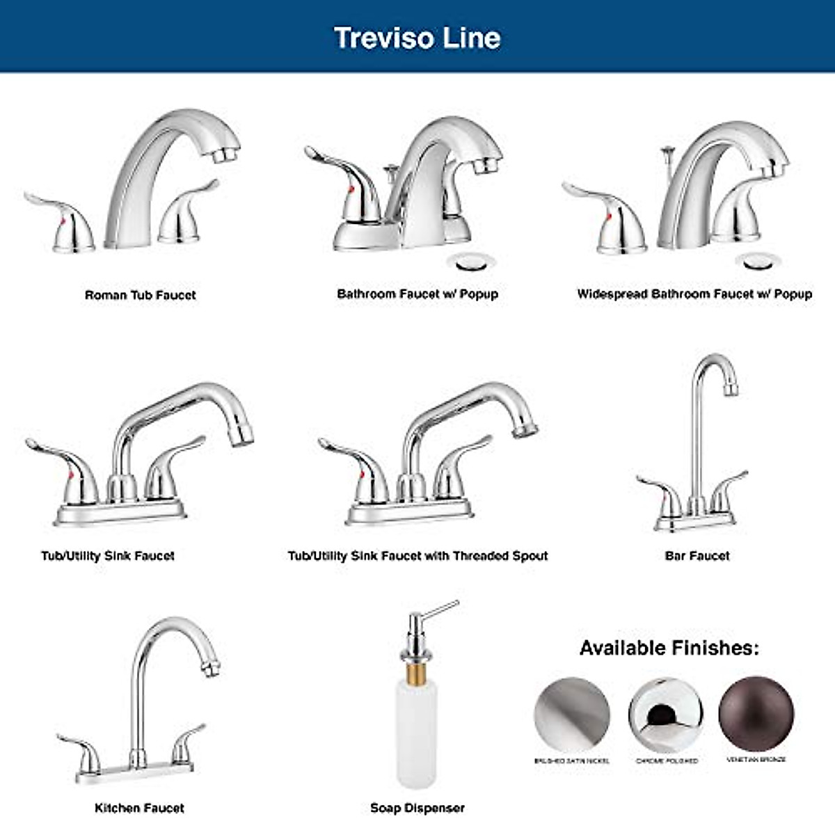 Pacific Bay Treviso High-Rise Bar/Galley Swivel Faucet - 2-Handle (Chrome)