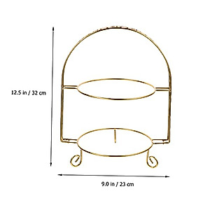 EXQUIMEUBLE Double Layer Cake Stand Muffin Stand Dessert Stand Holder Pastry Stand Birthday Cake Stand Cake Display Rack Dessert Display Plate Tea Party Serving Tray Desktop Iron Bracket