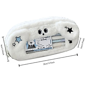irLocy Cute Pencil Case Plush Kawaii Pencil Pouch Aesthetic Supplies Cute Pencil Pouch (white)