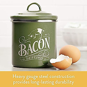 Ayesha Curry Enamel on Steel Bacon Grease Can / Bacon Grease Container - 4 Inch, Green