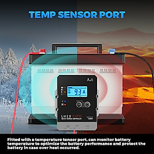 LNEX Solar Charge Controller Waterproof, 10A Super Thin Solar Panel Battery Intelligent Regulator with LCD Display 12V/24V PWM Solar Controller for LiFePO4,AGM, Gel, Flooded and Lithium Battery