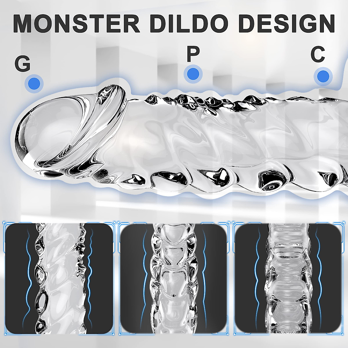 8.2 Inch Clear Dildo Sex Toys - Soft Realistic Dildos with Suction Cup Monster Dildo with Hands-Free Play Curved Shaft and Ball Fake Penis, Anal G Spot Dildo Suitable for Beginner Women and Gay