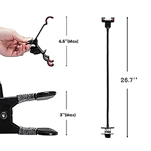 ZTON Metal-Enhanced Cell Phone Holder, Mobile Phone Stand, Lazy Bracket, Flexible Long Arms Clip Mount for iPhone, LG, etc.in Office Bedroom Desktop (Black)