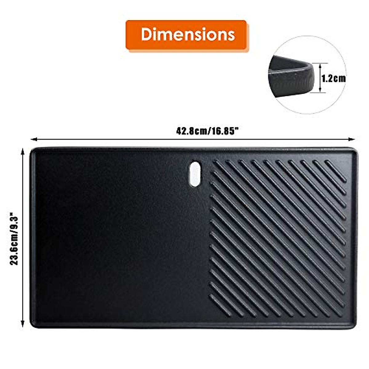 Uniflasy Cast Iron Reversible Grill Stove Top Griddle Pan 16 7/8" Skillet Flat Pan, Cast Iron Grll Griddle Plate for Charbroil 463420508 463420509 Gas Grills Replacement Parts, Cookware Accessories