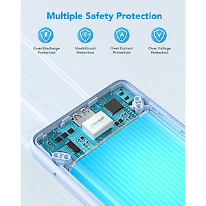 Charmast Portable Charger with Built-in Cables and AC Wall Plug, 10000mAh Ultra Slim Power Bank, External Battery Pack, Travel Accessories Compatible with iPhone 14/13, Samsung Galaxy, etc