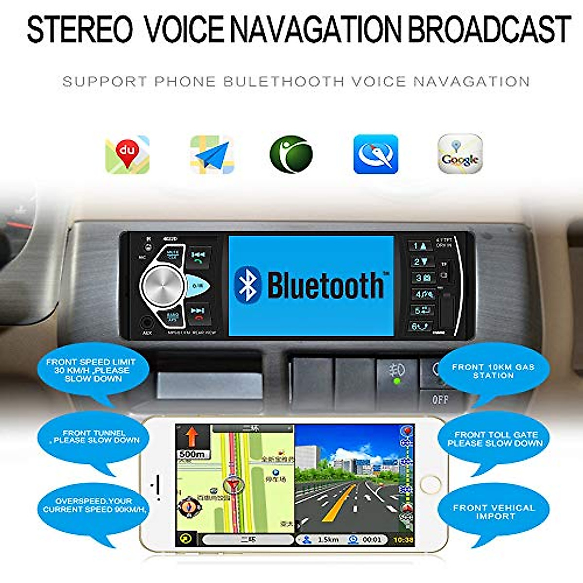 Camecho Single Din Car Stereo Radio 4.1'' Screen Parking Assistance in-Dash Bluetooth USB/SD/FM MP5 Player with Waterproof Night Vision Backup Camera