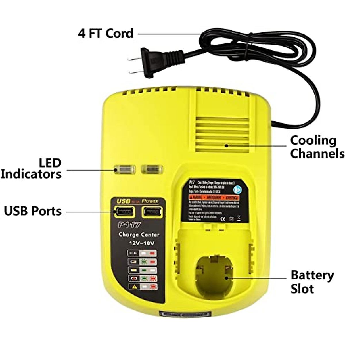 2 Pack 3.6Ah 18V P102 Battery Replacement for Ryobi 18v Battery and Charger Combo Replace for Ryobi 18 Volt Battery & P117 Charger Charging Station Compatibe with Ryobi 18volt Drills Starter Kit