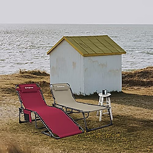 KingCamp Reclining Lounger Chair Camping Cots, 74.8" x 23.2" x 13.3", Beige