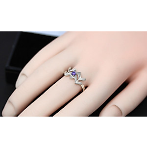 CaliRoseJewelry Sterling Silver Aquarius Zodiac Ring for Women with February Birthstone (Size 4.5)