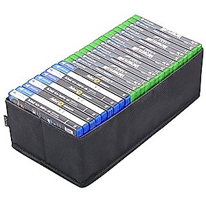 sisma Video Games Storage Case Compatible with Xbox PS5 PS4, Holds Around 22-25 Game Discs, Games Organizer Home Safekeeping Foldable Box