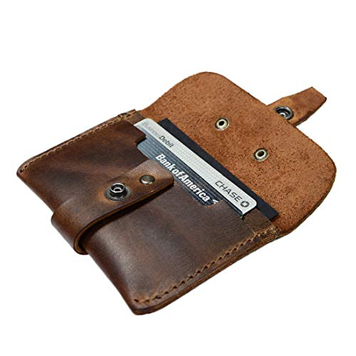 Hide & Drink, Leather Credit Card Holder/Presentation Card Holder/Card Wallet/Minimalist Wallet/Front Pocket Wallet, Handmade :: Bourbon Brown